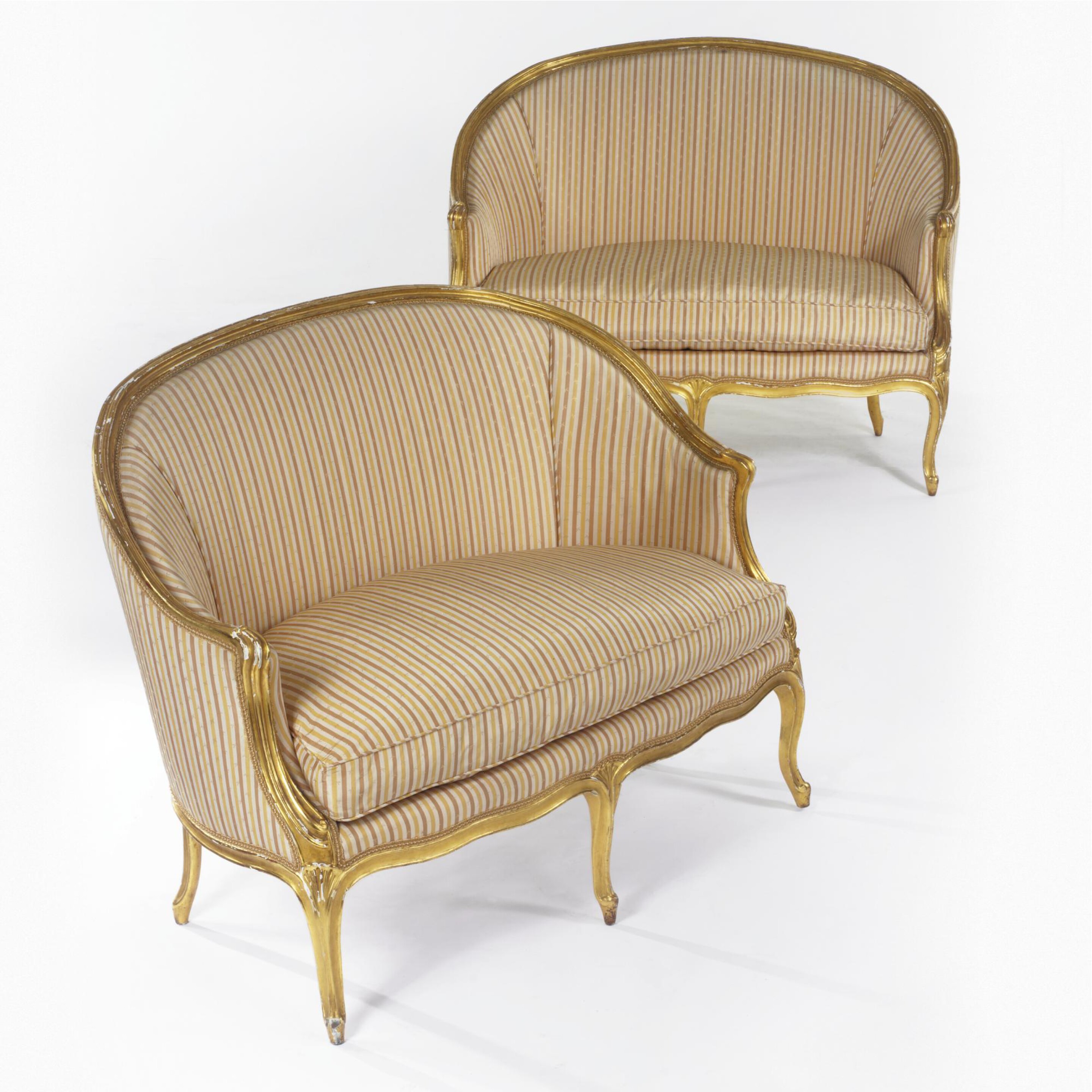 192 A Pair Of Louis Xv Giltwood Canapés Circa 1760 Stamped E Michard